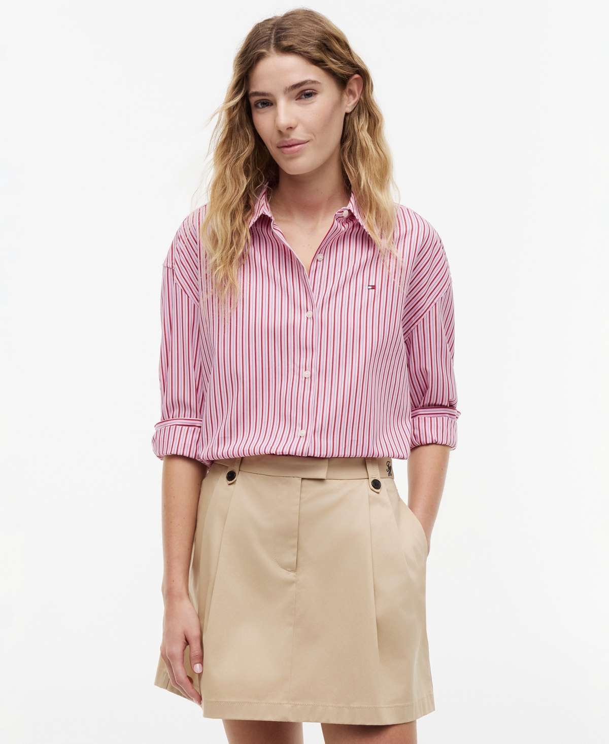 Click here for Tommy Hilfiger Womens Boxy Long-Sleeve Cotton Shir... prices
