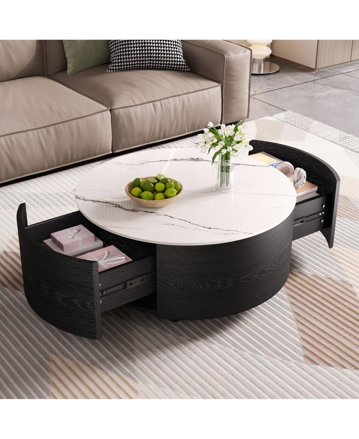 Click here for Rainsken 29.5 Round Movable Coffee Table on Wheels... prices