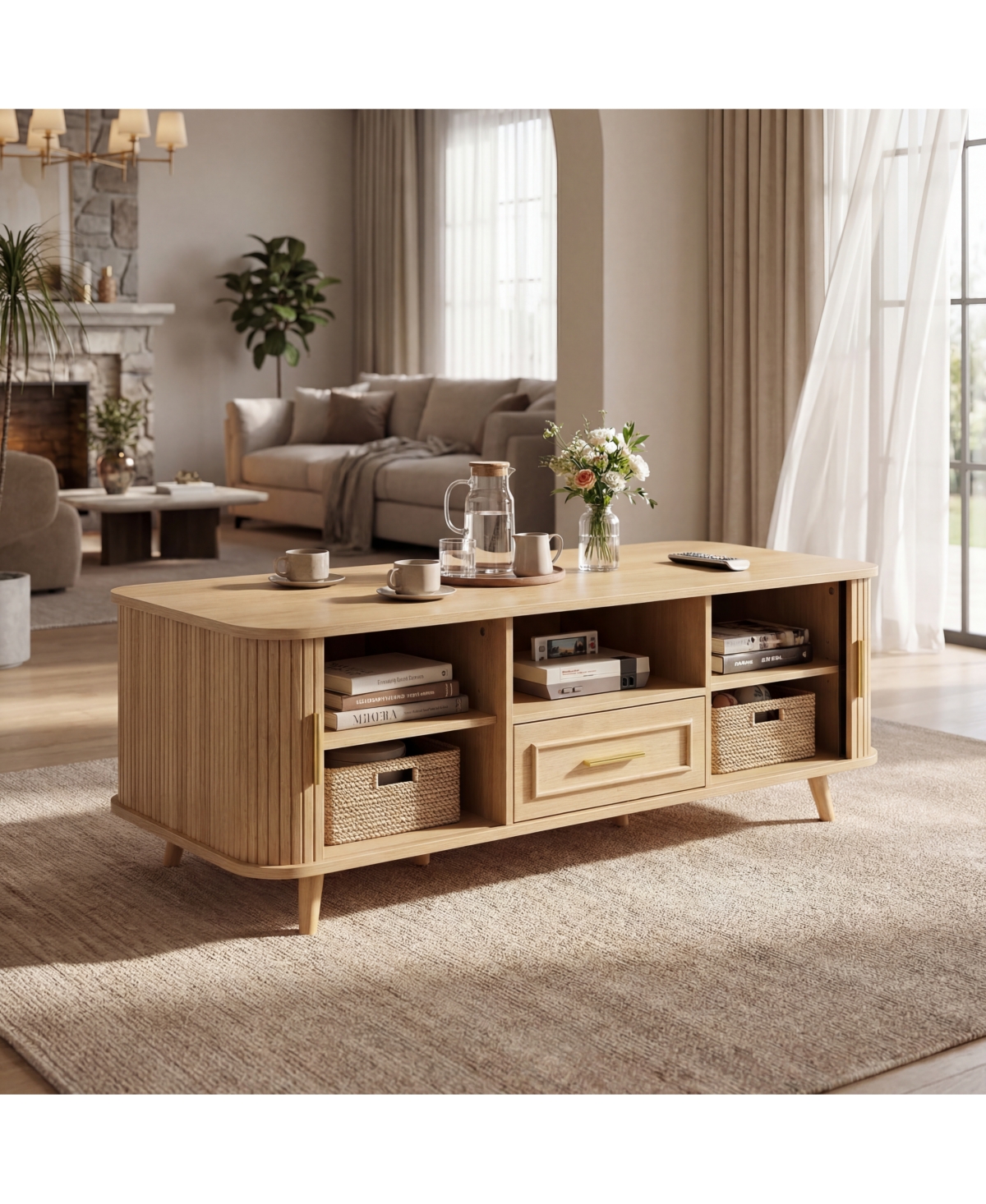 Click here for Rainsken Modern Rectangular Coffee Table with Pull... prices