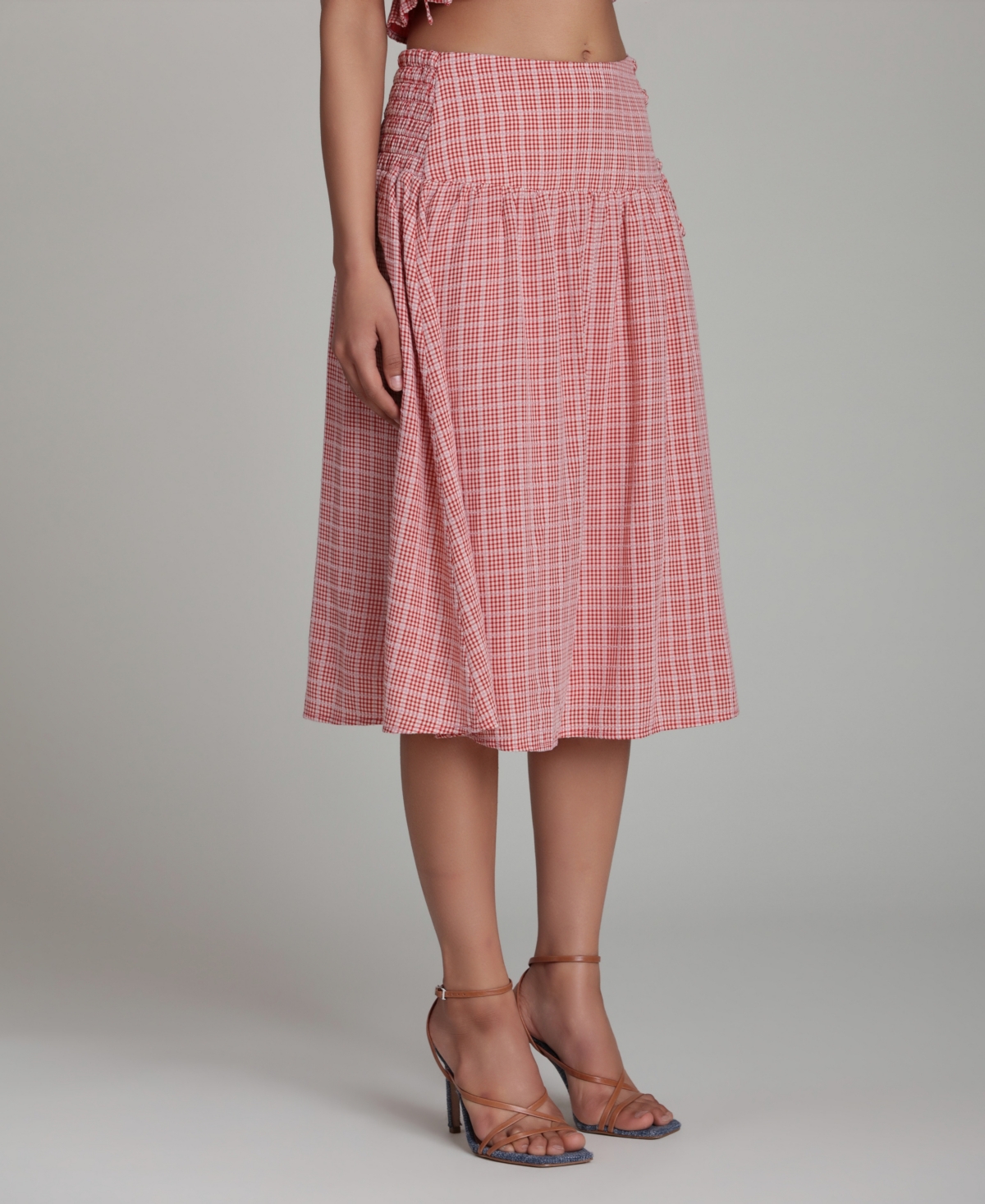 Click here for Avec Les Filles Womens A-Line Midi Skirt - Cream-r... prices