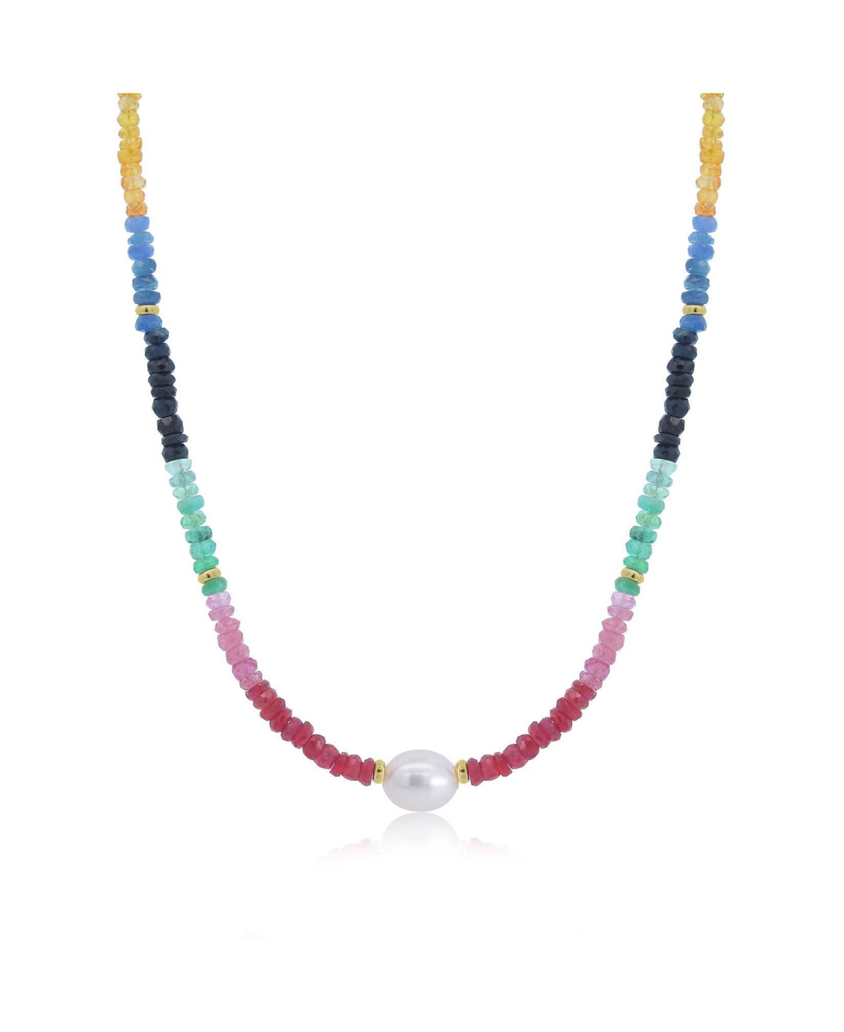 Click here for The Lovery Rainbow Gemstone Bead Pearl Necklace 14... prices