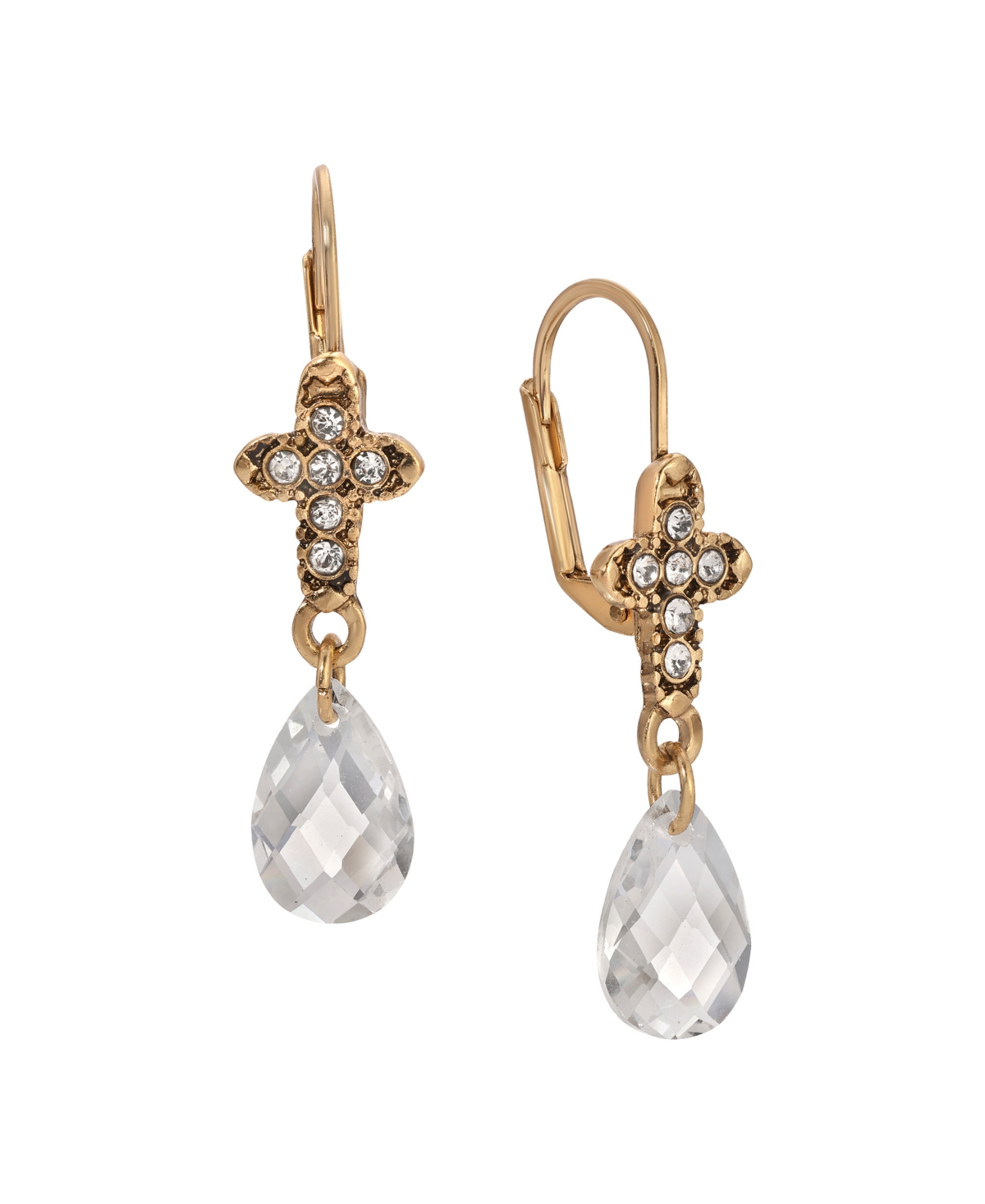 Click here for Symbols of Faith Gold Tone Crystal Cross With Clea... prices