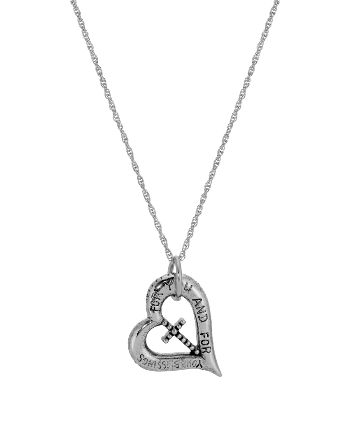 Click here for Symbols of Faith Silver-Tone Heart Cross 18 Neckla... prices
