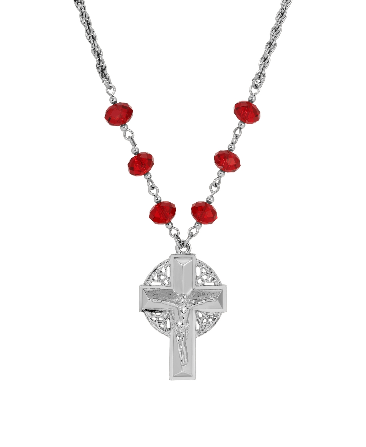 Click here for Symbols of Faith Silver-Tone Crucifix Siam Bead Ch... prices