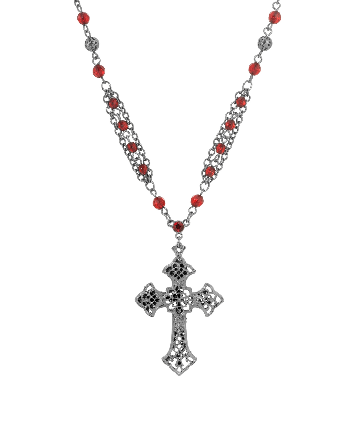 Click here for Symbols of Faith Black-Tone Gothic Cross Red Beade... prices