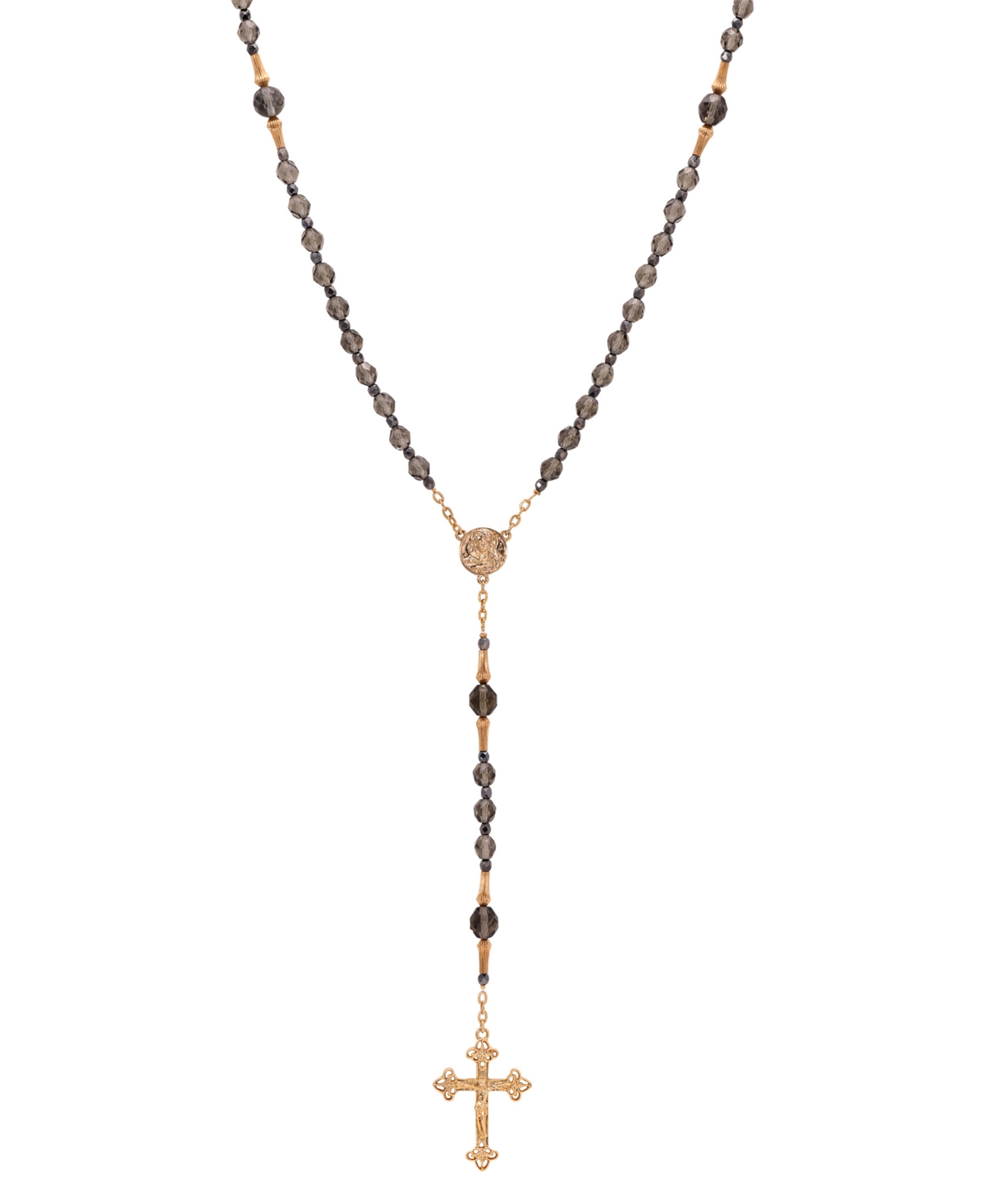 Click here for Symbols of Faith Gold Tone Black Diamond Bead Virg... prices