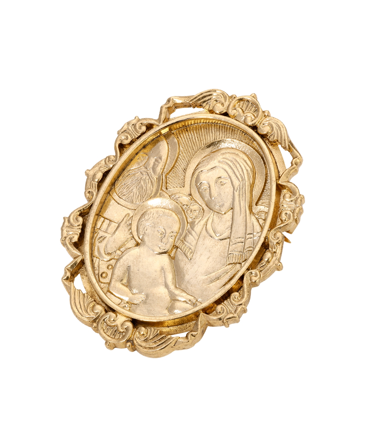 Click here for Symbols of Faith Gold Tone Virgin Mary Child Oval... prices