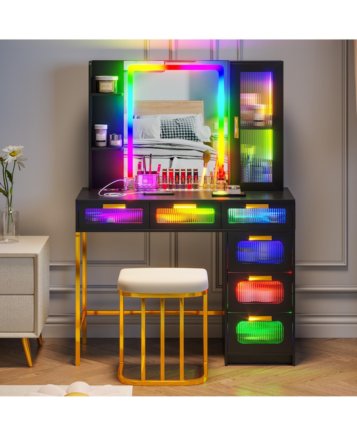 Click here for Vlsrka Led Vanity Desk Set with Rgb Mirror  Remote... prices