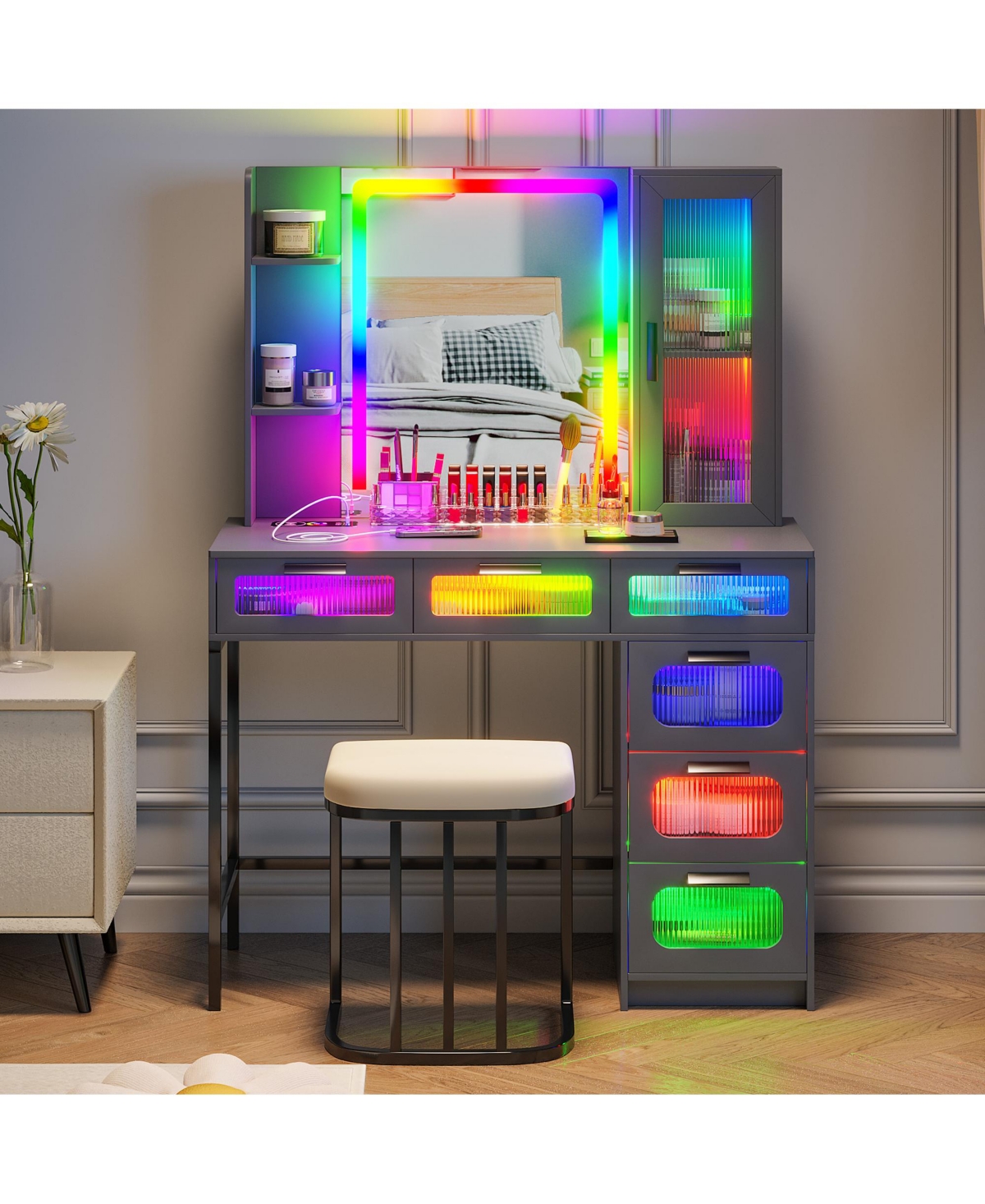 Click here for Vlsrka Led Vanity Desk Set with Rgb Mirror  Remote... prices