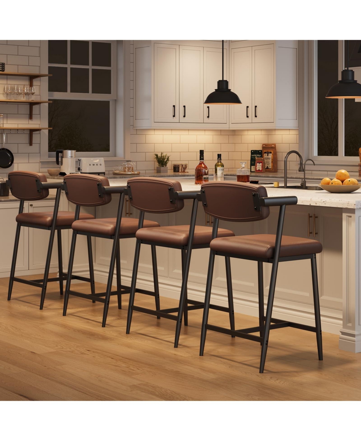 Click here for gaomon Set of 4 Counter Stools with Armrest  Uphol... prices