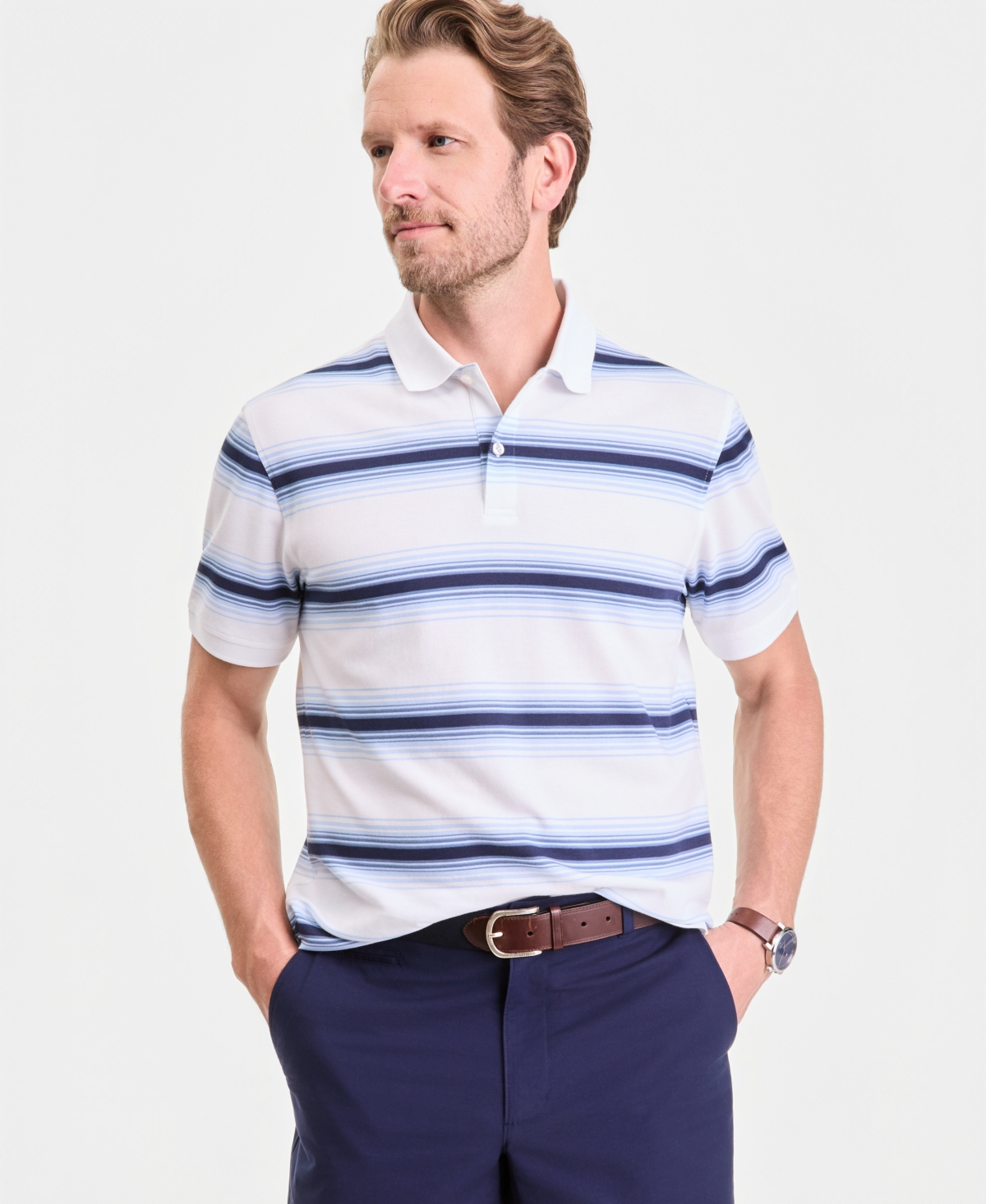 Click here for Club Room Mens Team Stripe Pique Polo Shirt  Exclu... prices