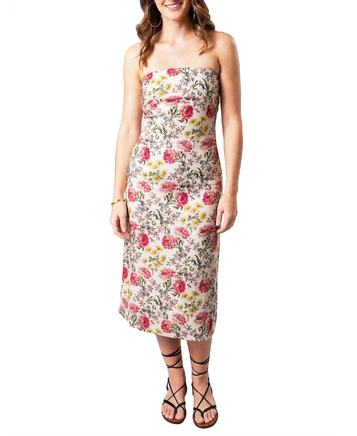 Click here for West Of Womens Vittoria Midi Dress - Pink multicol... prices