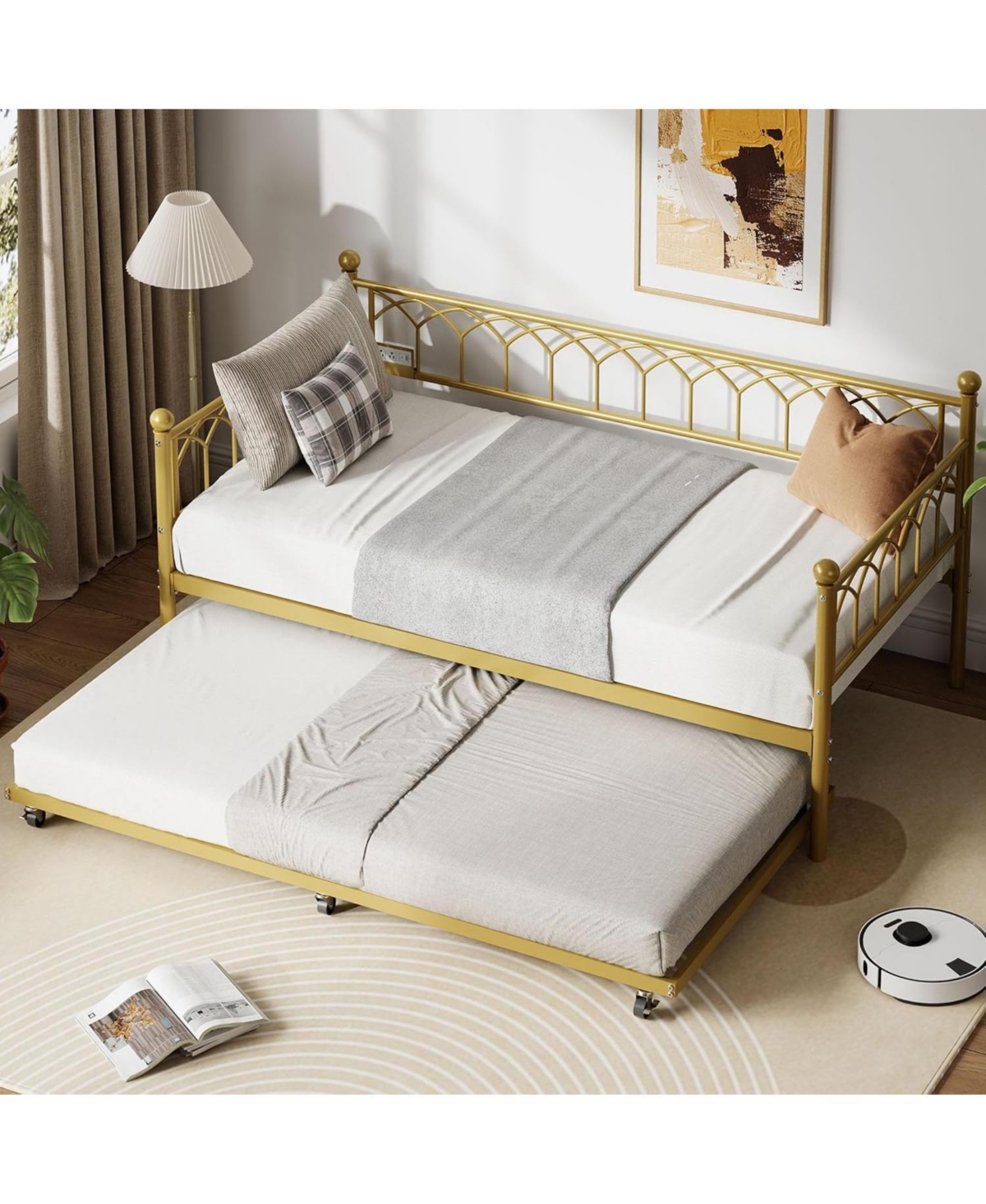 Click here for gaomon Twin Metal Daybed with Pull-Out Trundle  Le... prices