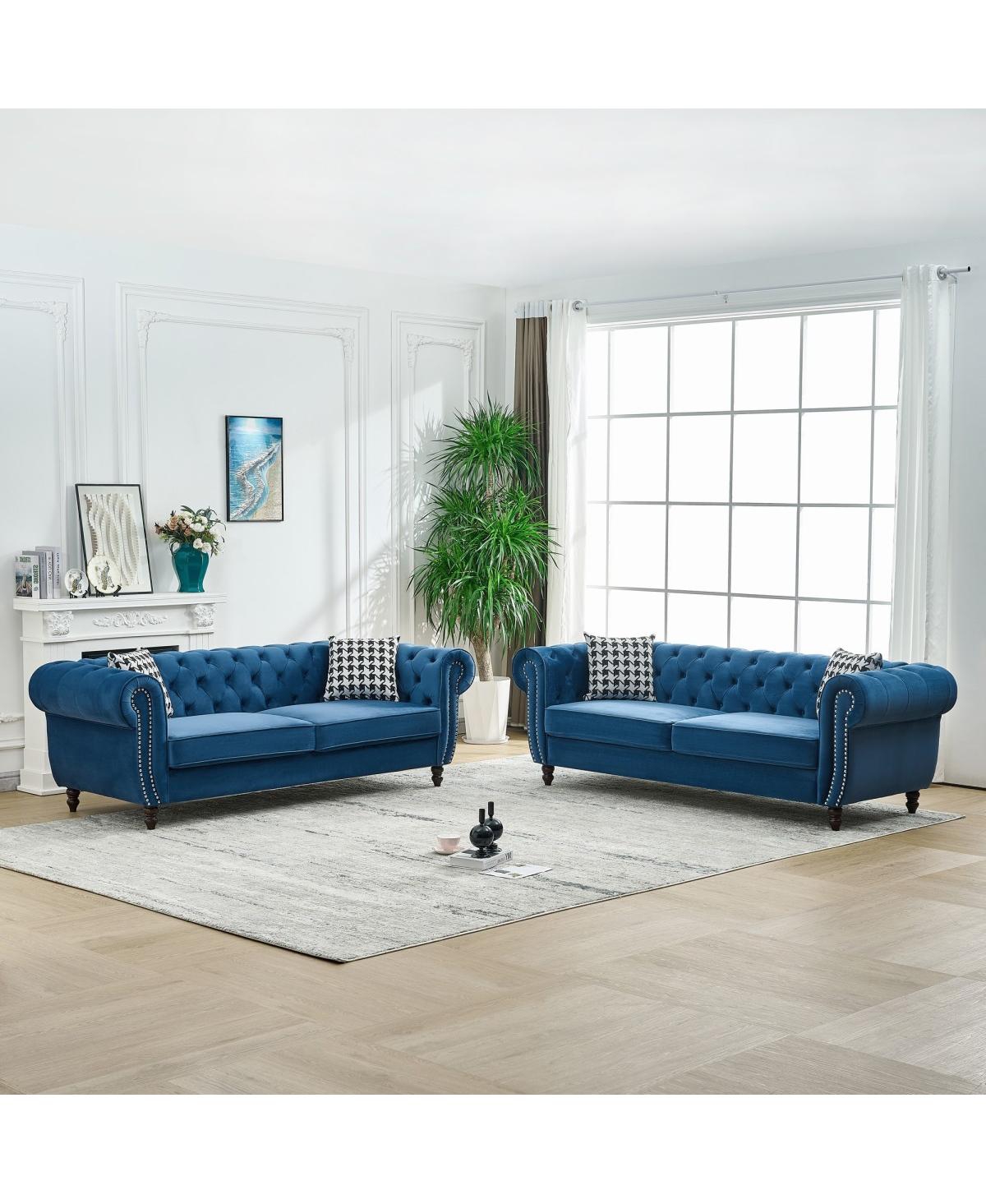 Click here for Streamdale Furniture 3 And 3 Velvet Chesterfield S... prices