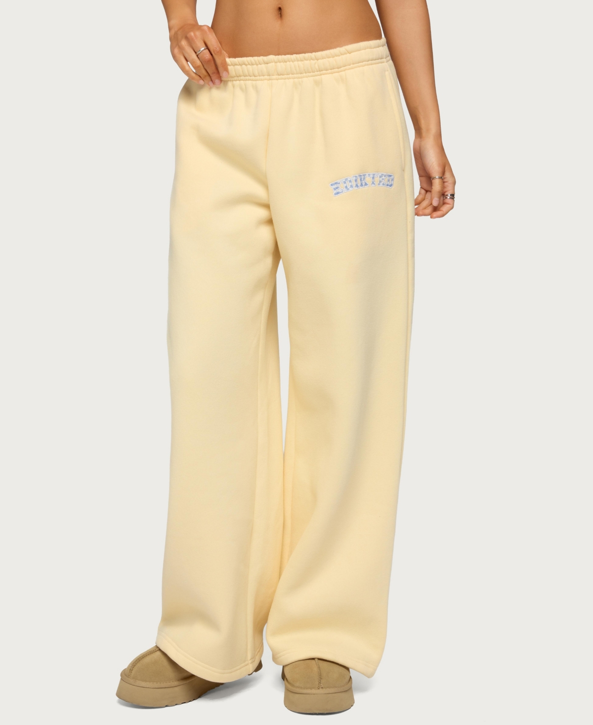 Click here for Edikted Womens Lover Wide Leg Sweatpants - Yellow prices