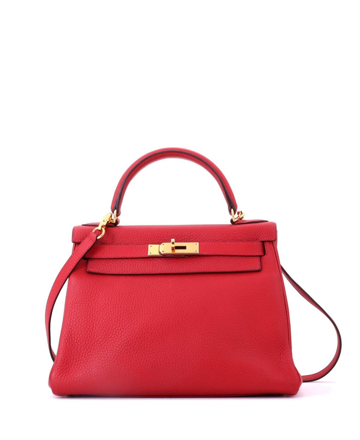 Click here for Pre-Owned HERMES Kelly 28 Handbag Red Clemence wit... prices