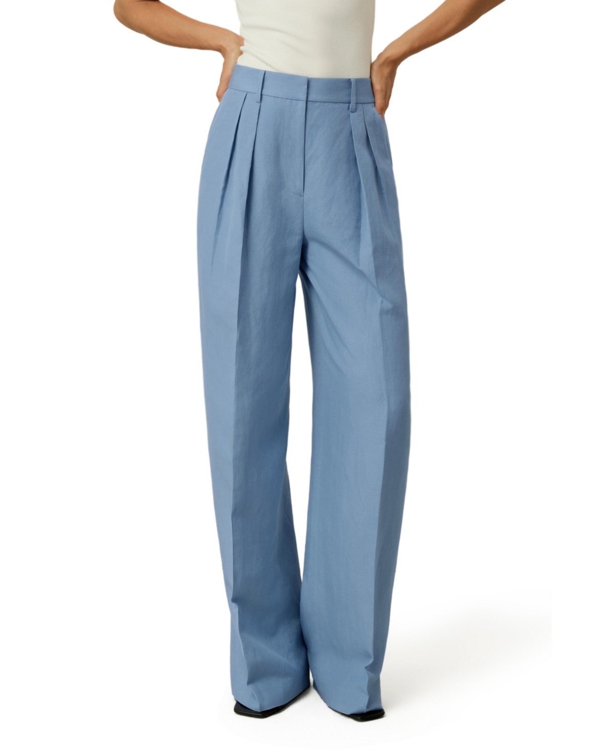 Click here for Lilysilk Womens Linen Wide Leg Pant - Chambray blu... prices