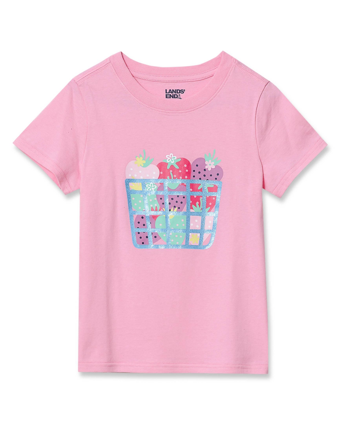Click here for Lands End Girls Short Sleeve Graphic Tee - Strawbe... prices