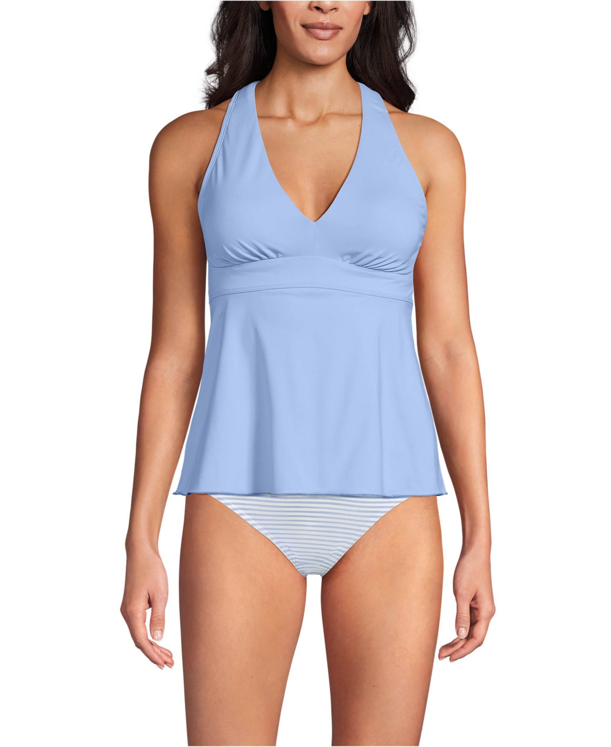 Click here for Lands End Womens V-Neck Racerback Flutter Tankini... prices