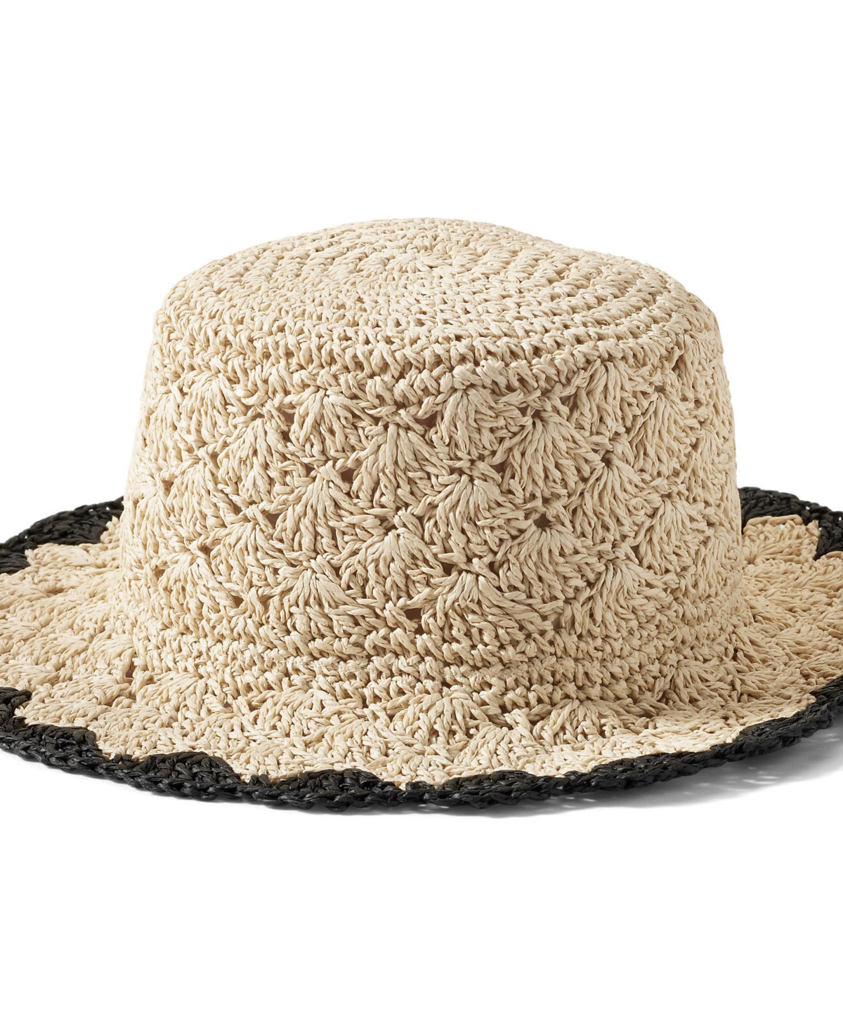Click here for Lands End Womens Raffia Bucket Hat - Natural/black prices