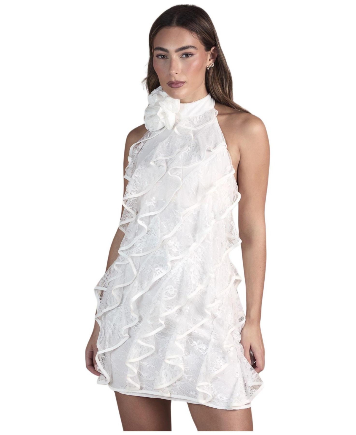 Click here for Coast Womens Lace Frill Mini Bridal Dress - Ivory prices