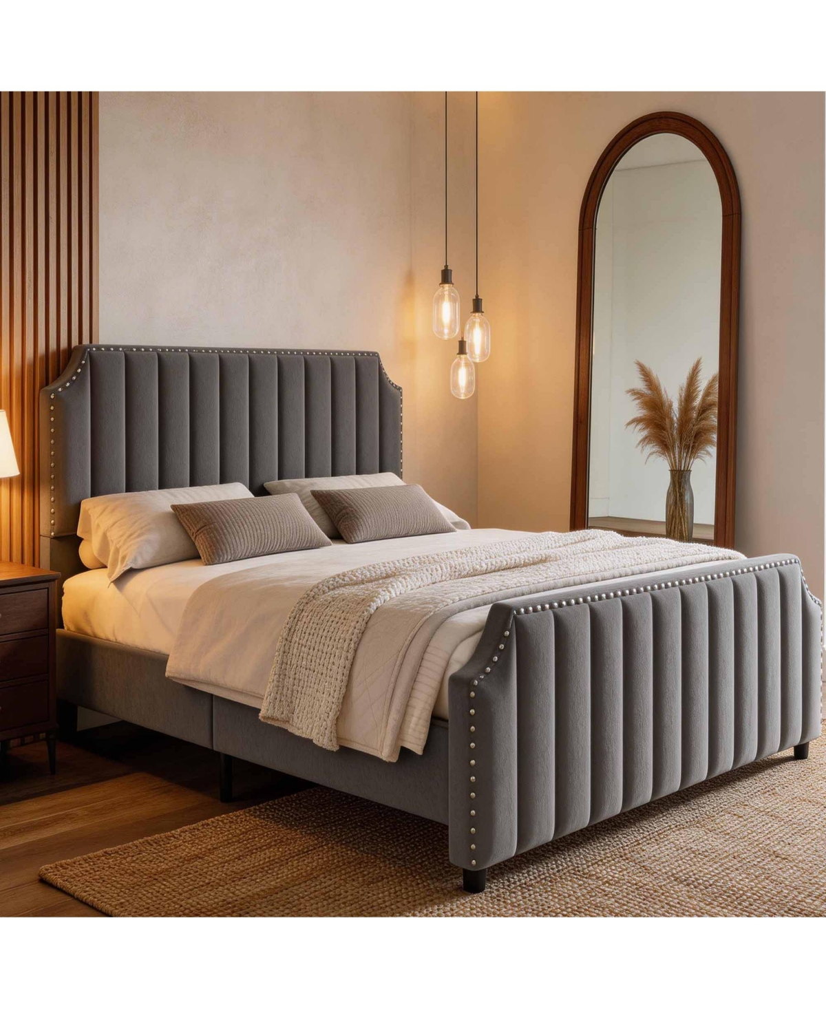 Click here for Homfan Upholstered Bed Frame with Headboard and Fo... prices