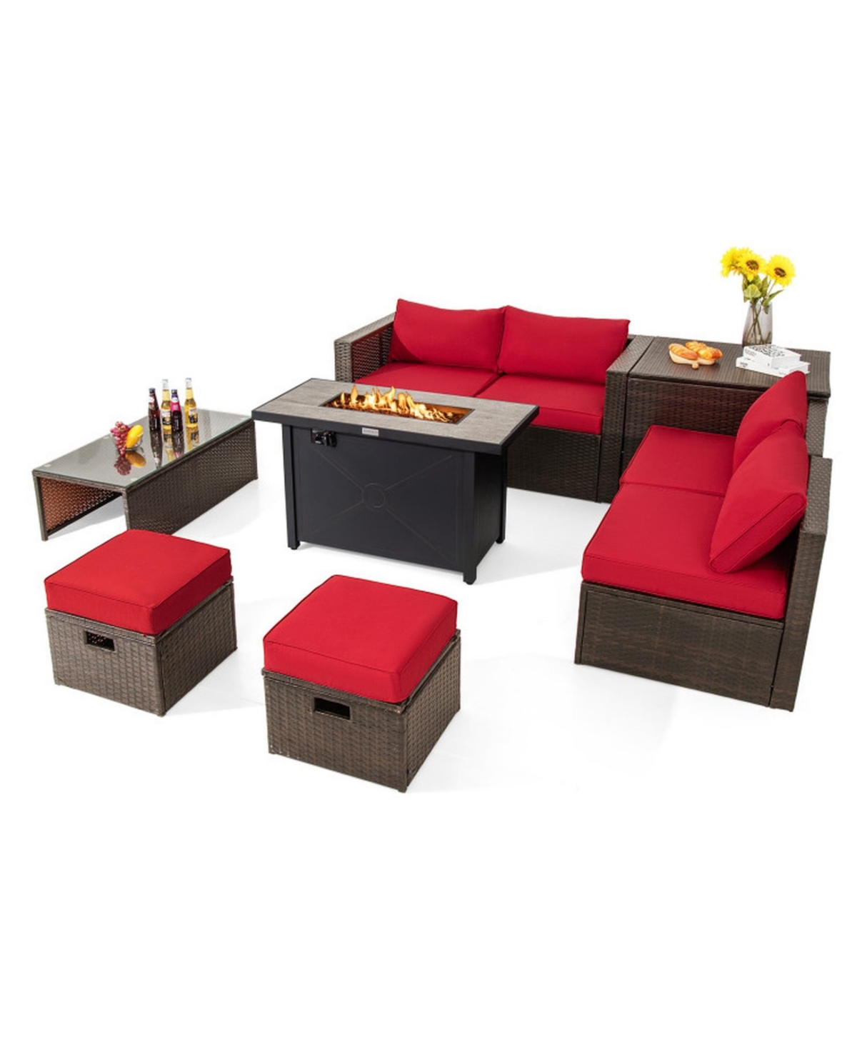 Click here for Gouun 9-Piece Outdoor Sectional Sofa Set with 42 i... prices