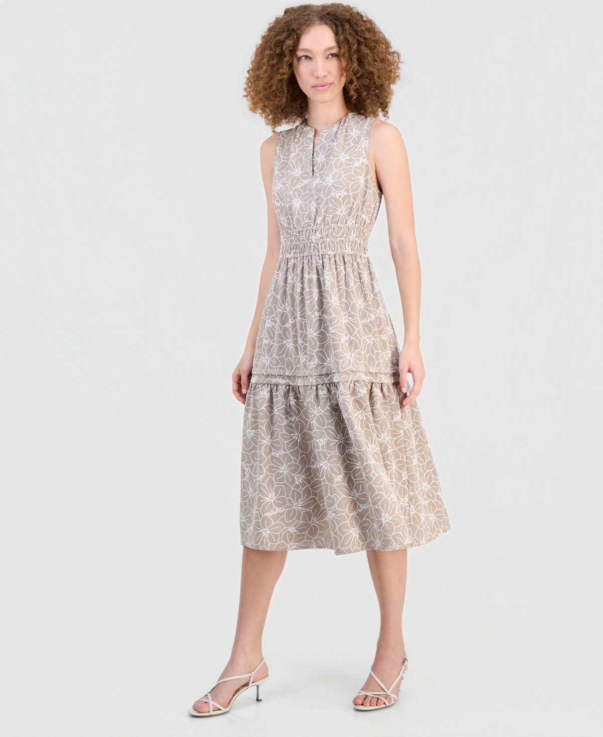 Click here for Robbie Bee Womens Sleeveless Elastic-Waist Midi Dr... prices