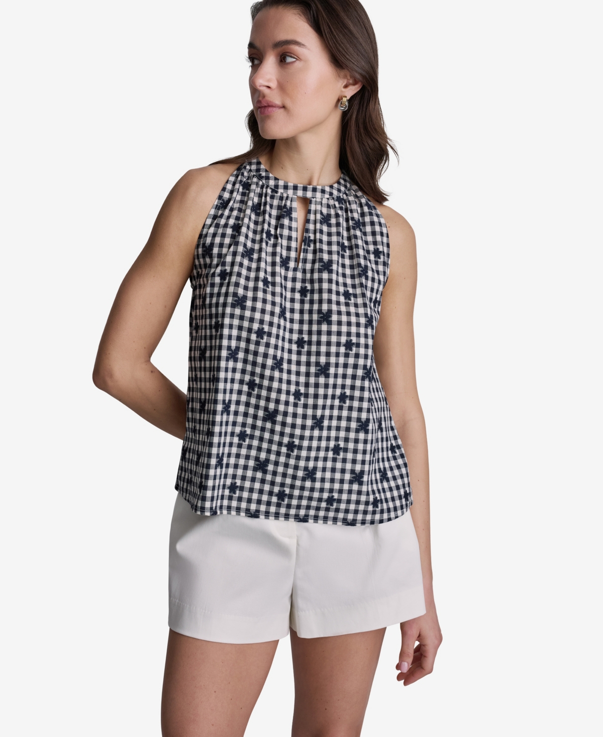 Click here for Bcbg Womens Gingham Halter Neck Sleeveless Top - W... prices
