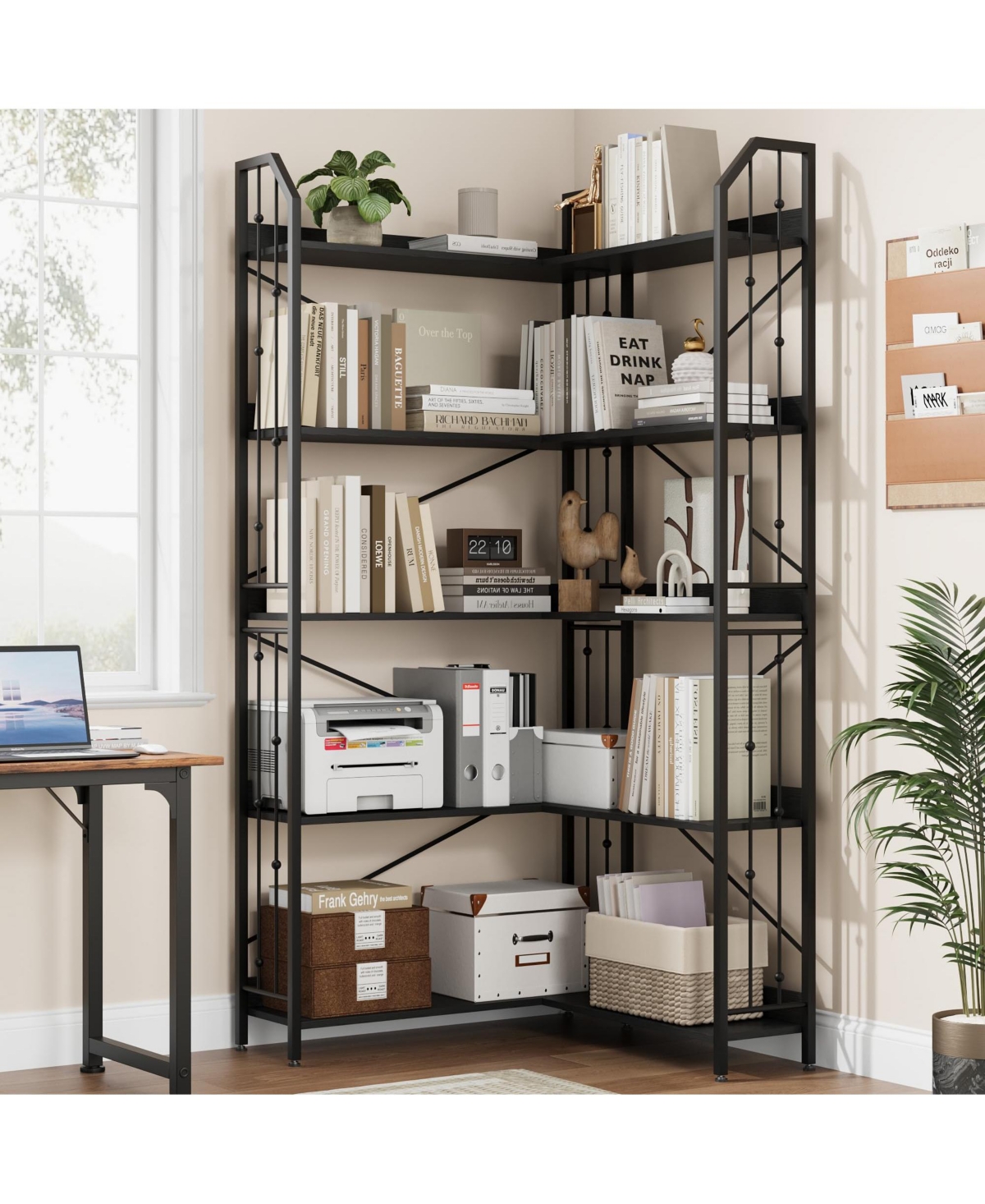 Click here for gaomon Industrial L-Shaped Corner Bookshelf  5-Tie... prices