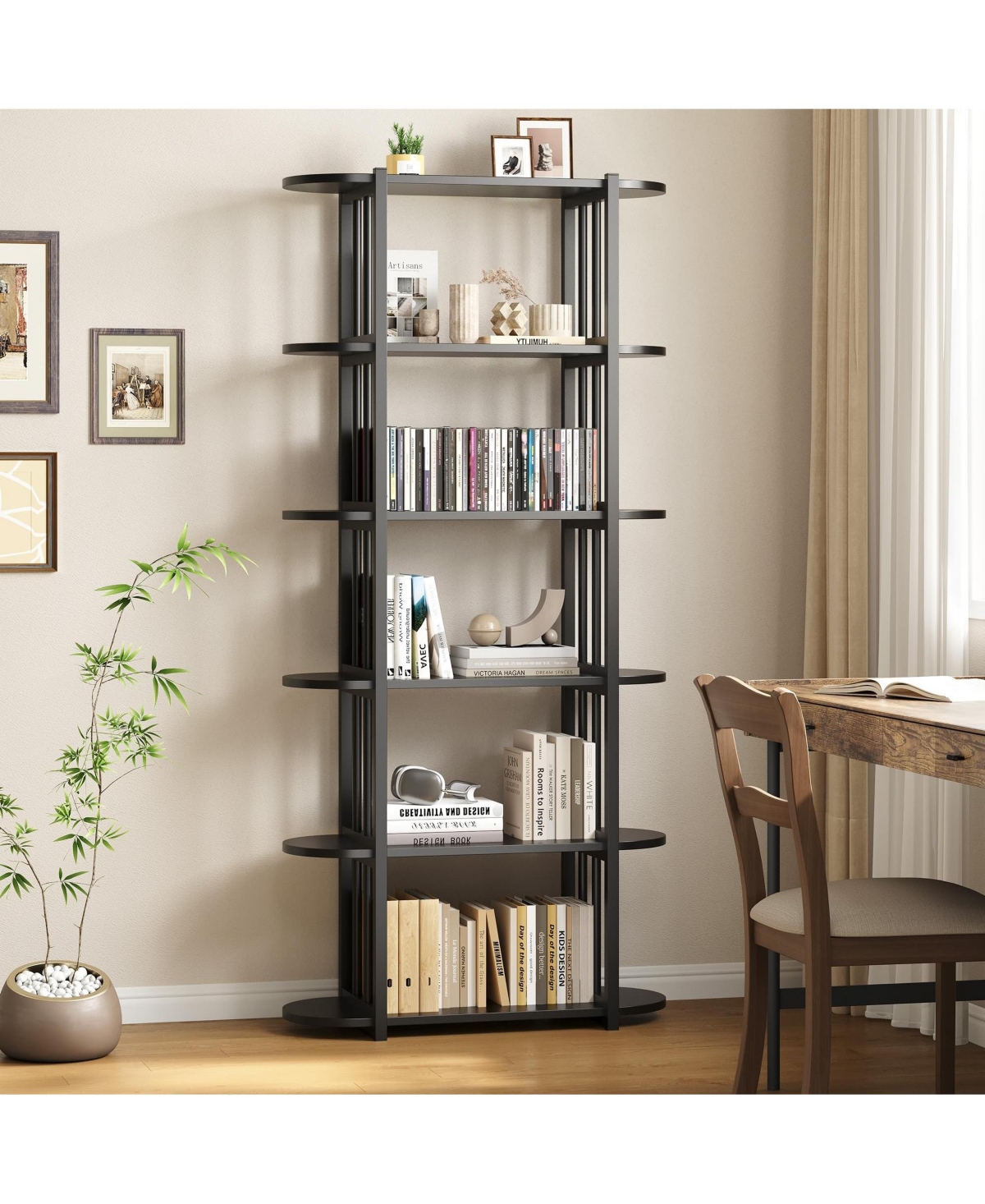 Click here for gaomon 6-Tier Industrial Wooden Bookshelf  Metal F... prices