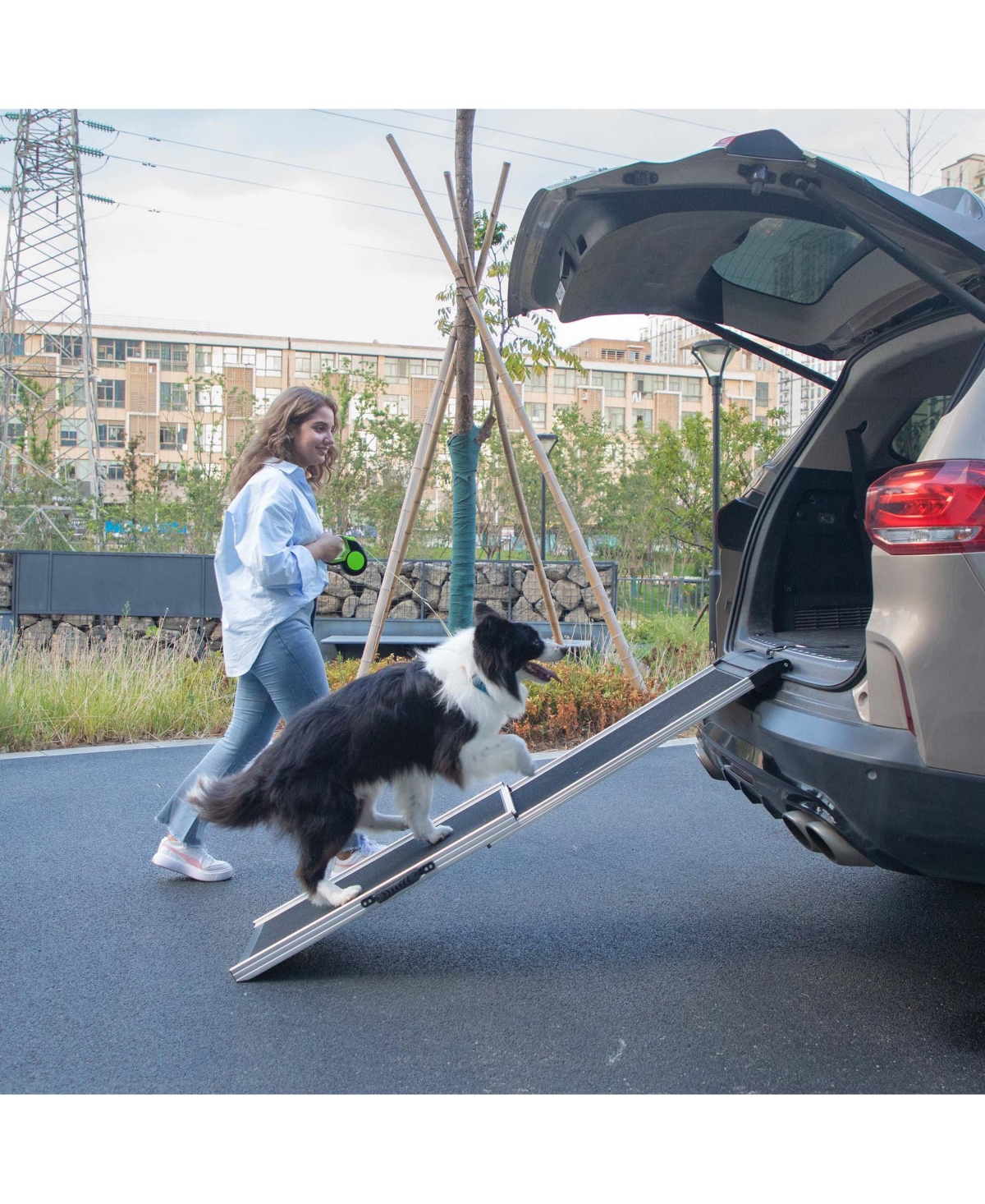 Click here for Aostirmotor Foldable Aluminum Dog Car Step Ramp wi... prices