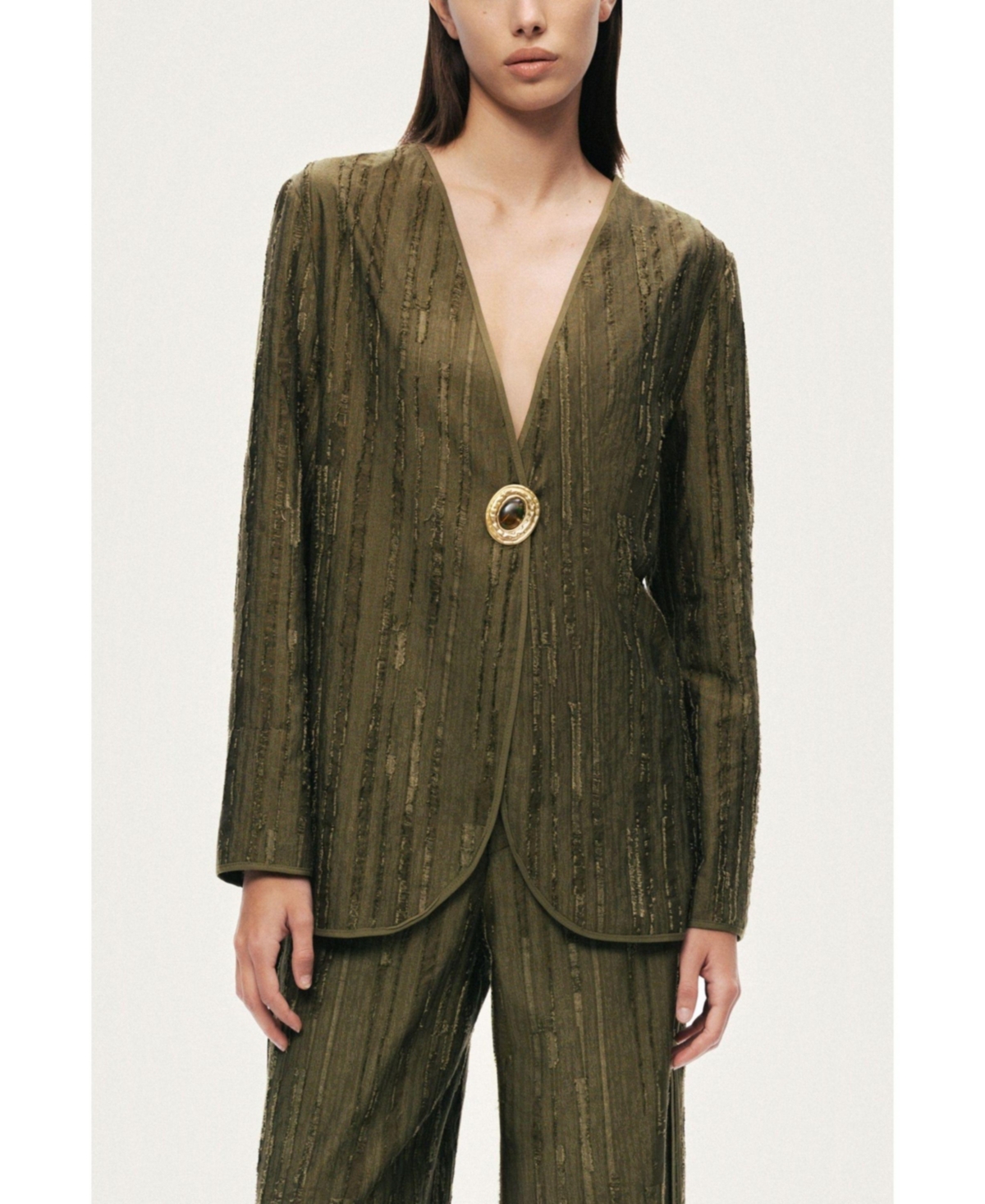 Click here for Nocturne Womens Textured Tailored Jacket - Khaki prices