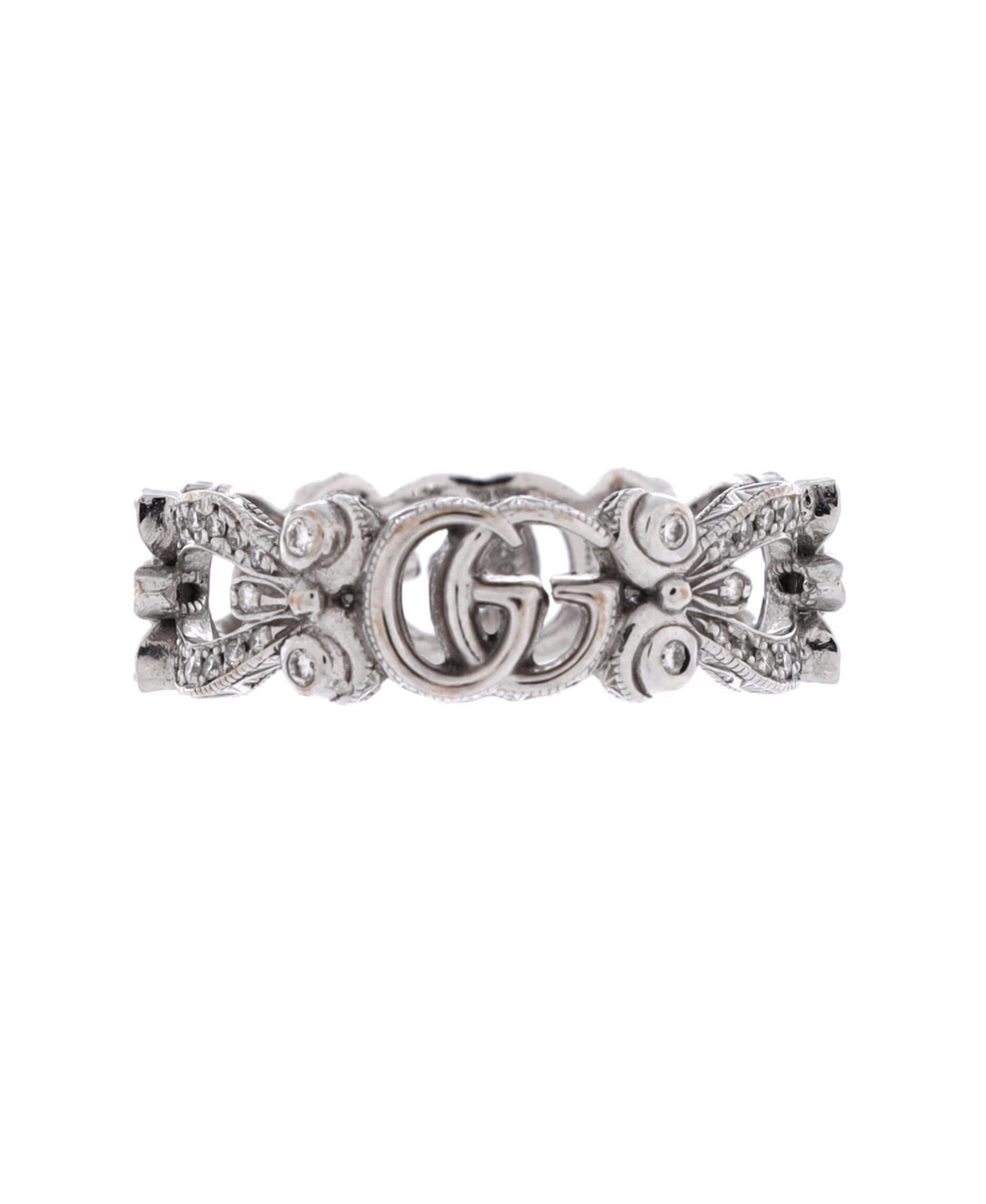 Click here for Pre-Owned Gucci Gg Flora Band Ring - 18k white gol... prices