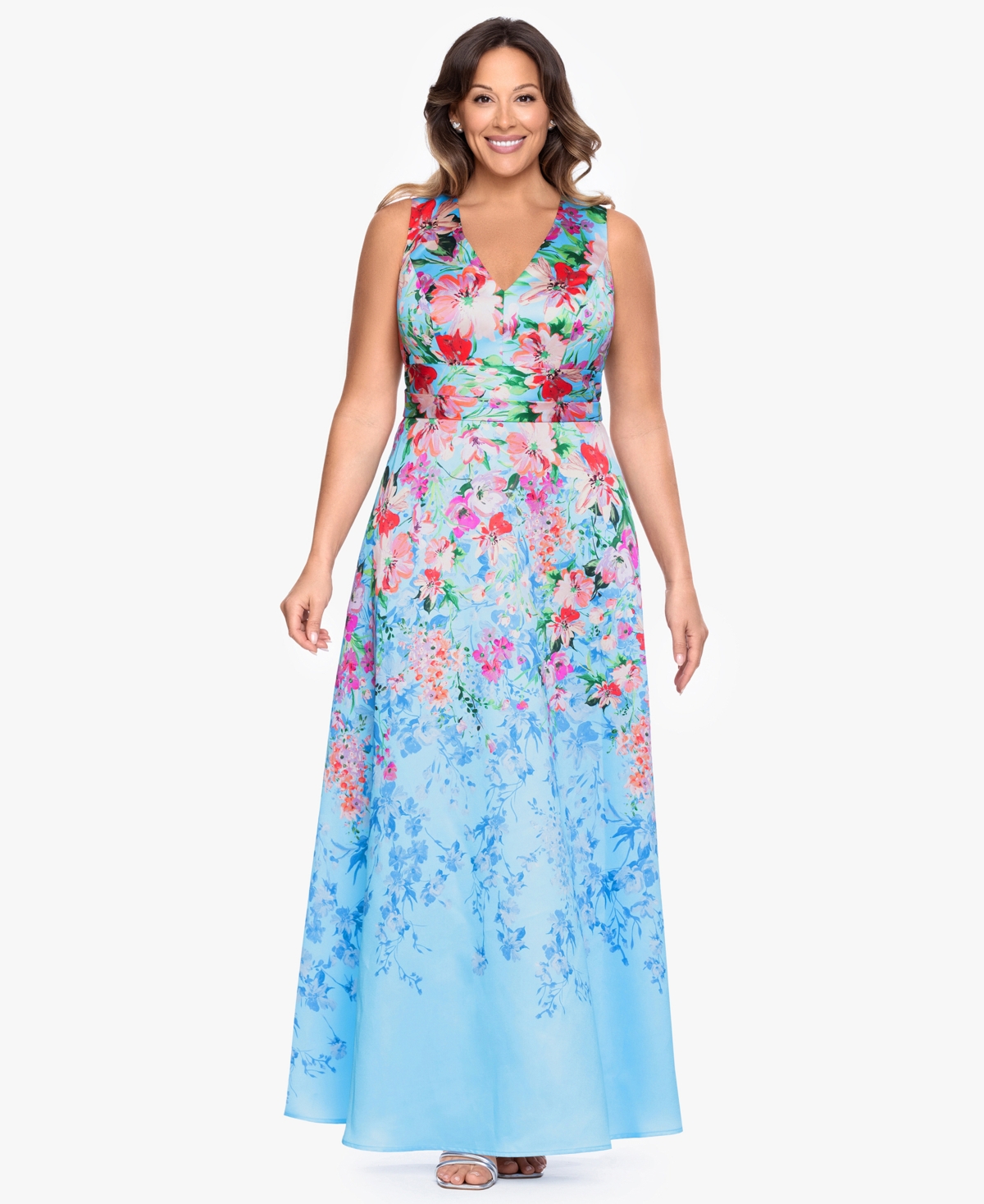 Click here for Betsy & Adam Plus Size Floral Print V-Neck Sleevel... prices