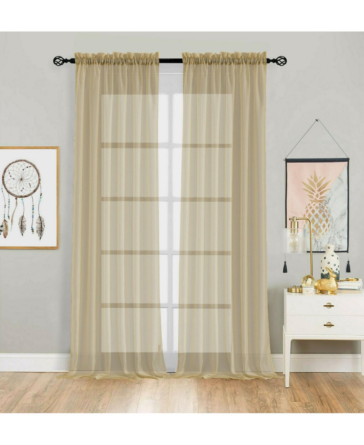 Click here for Kate Aurora Designer Sheer Voile Rod Pocket Curtai... prices