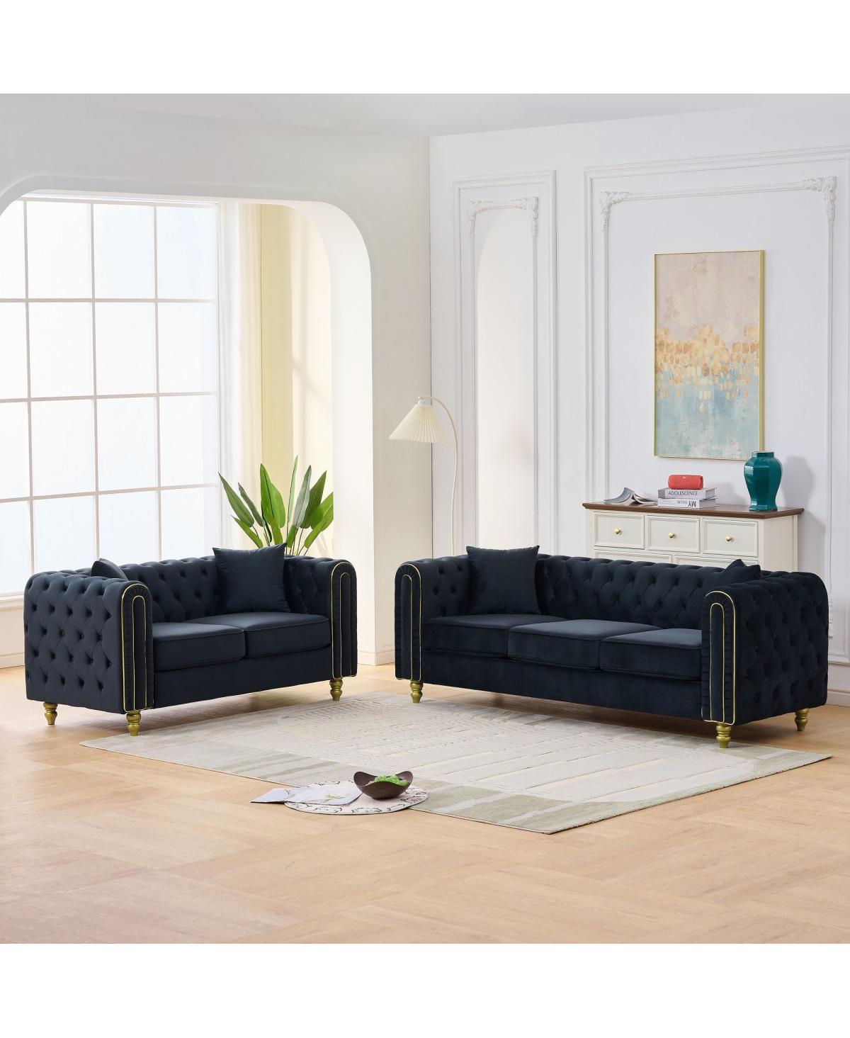 Click here for Streamdale Furniture 3+2 Velvet Sofa - Black prices