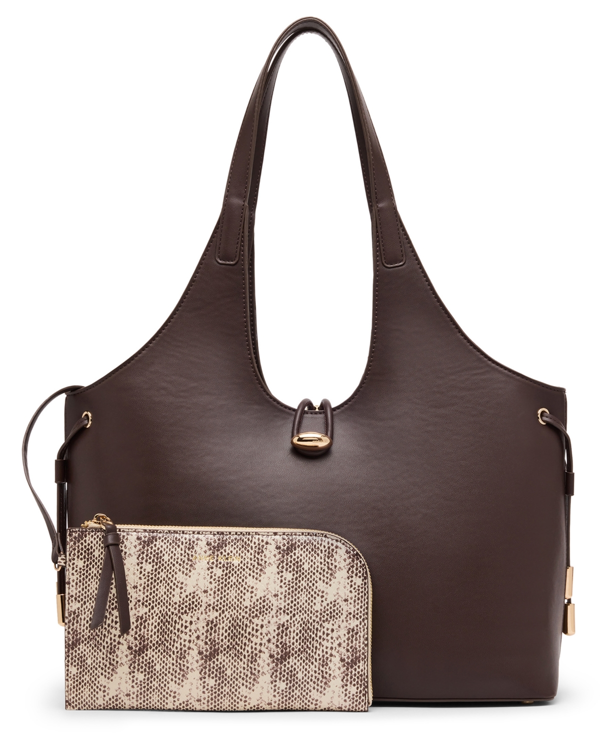 Click here for Anne Klein Medium with Animal Print Pouch Tote Han... prices