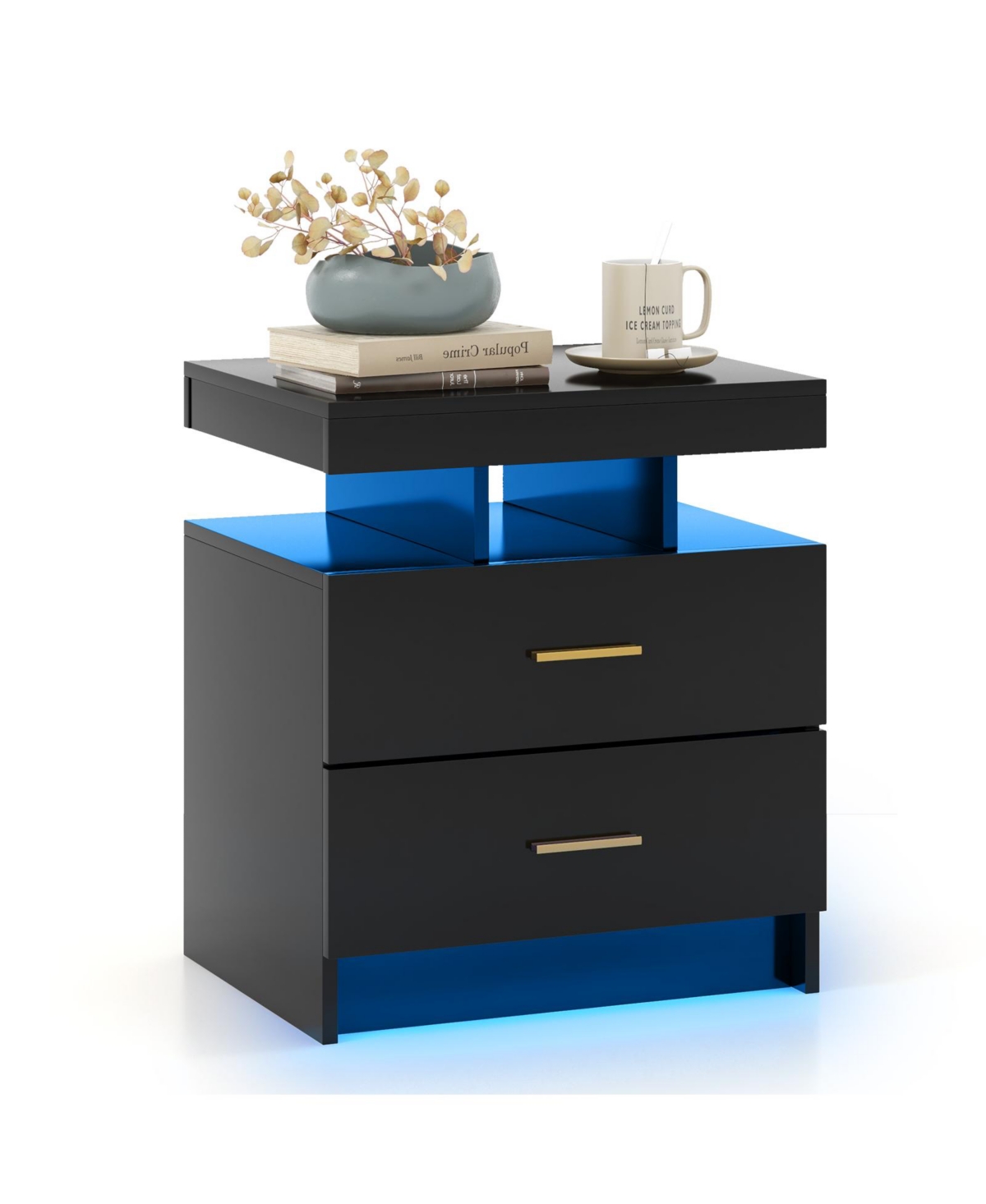 Click here for sumyeg Led Nightstand with 2 Storage Drawers for B... prices