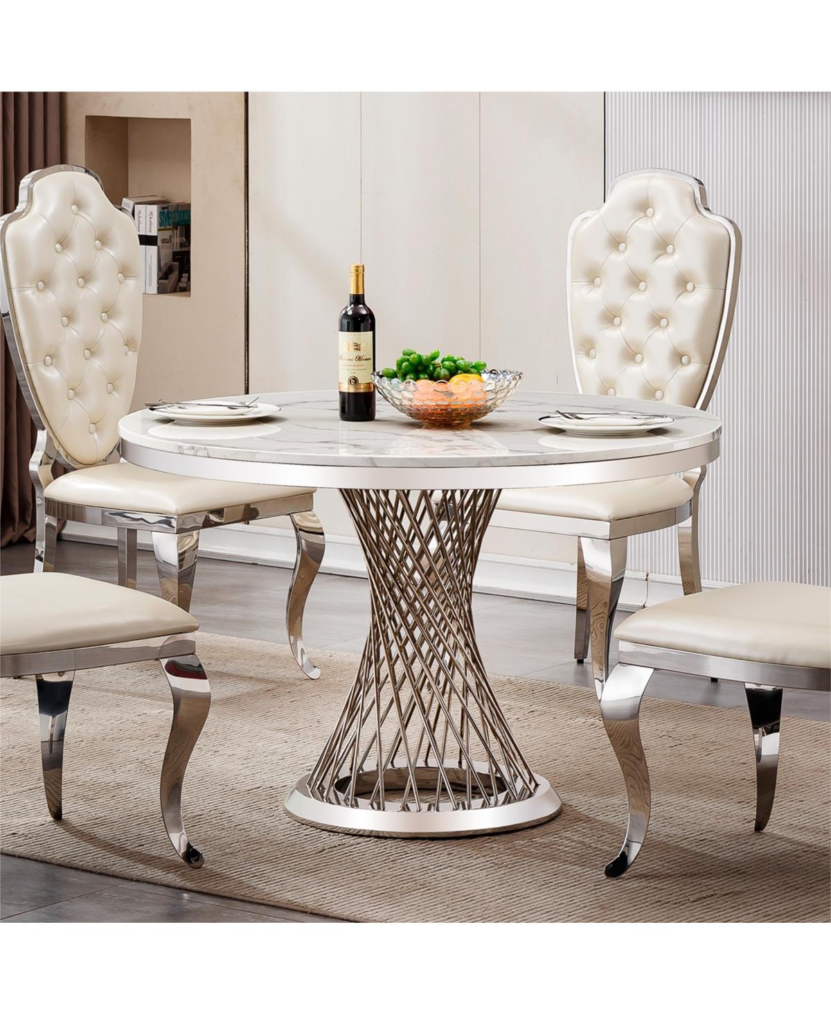 Click here for Streamdale Furniture 47 Round Marble Dining Table... prices