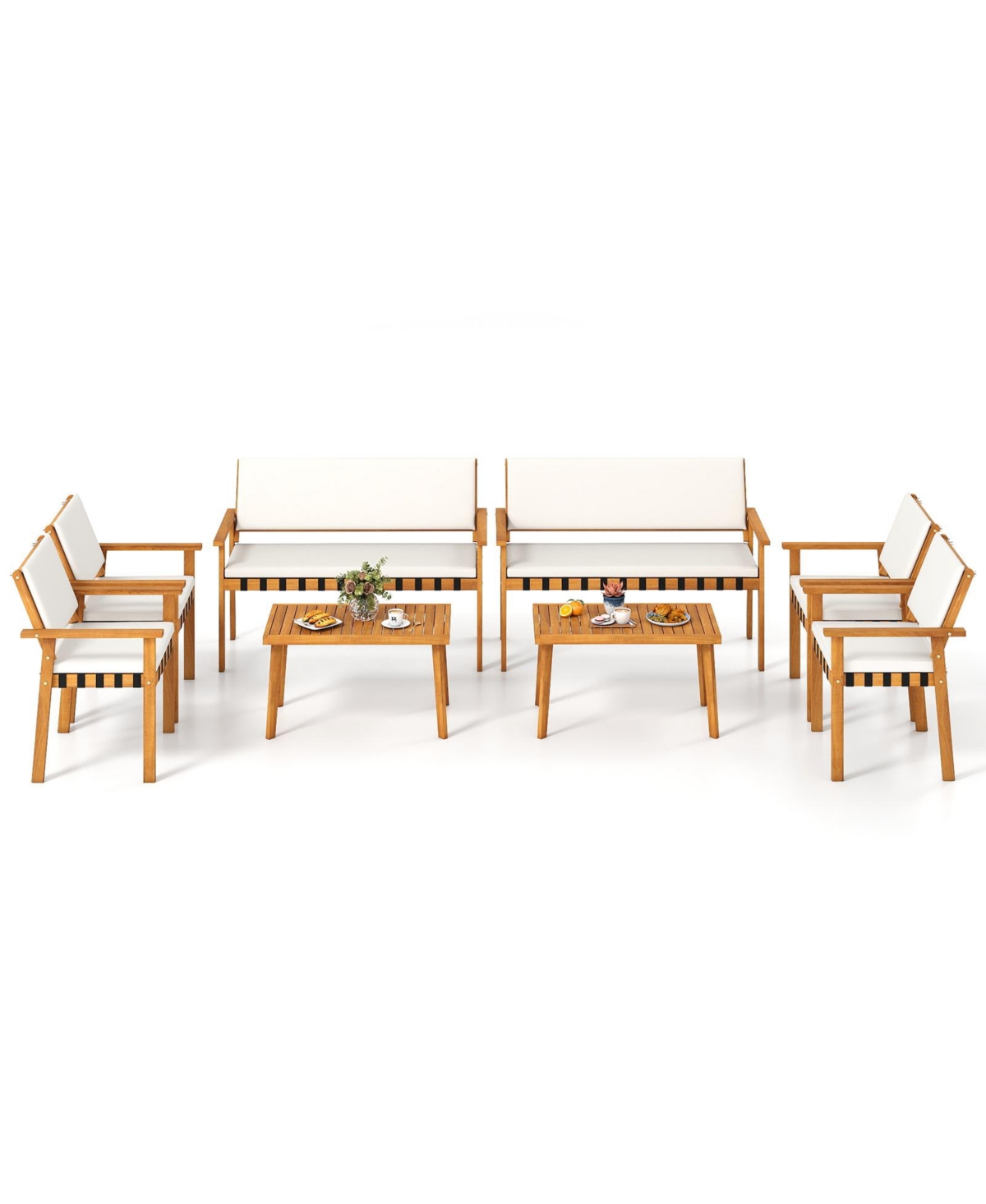 Click here for Gymax Set of 8 Wood Furniture Set w/Coffee Table S... prices