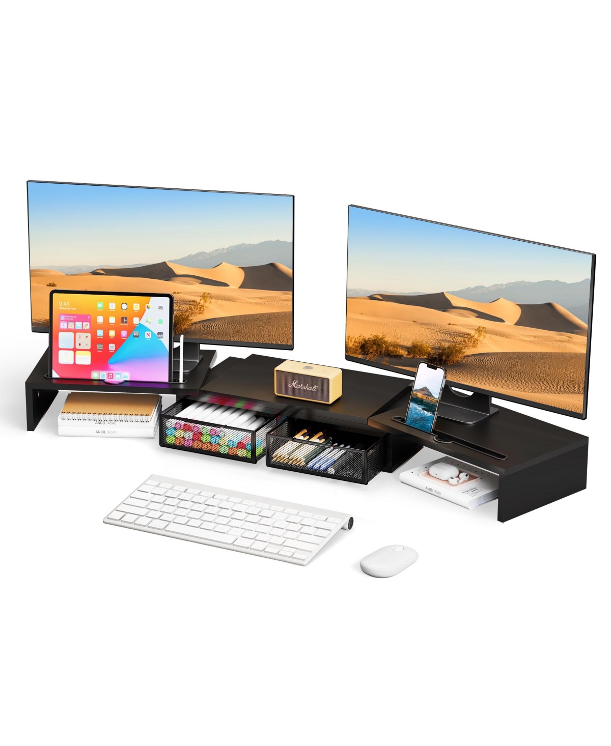 Click here for Gnuadz Dual Monitor Stand Riser With Drawer Smartp... prices