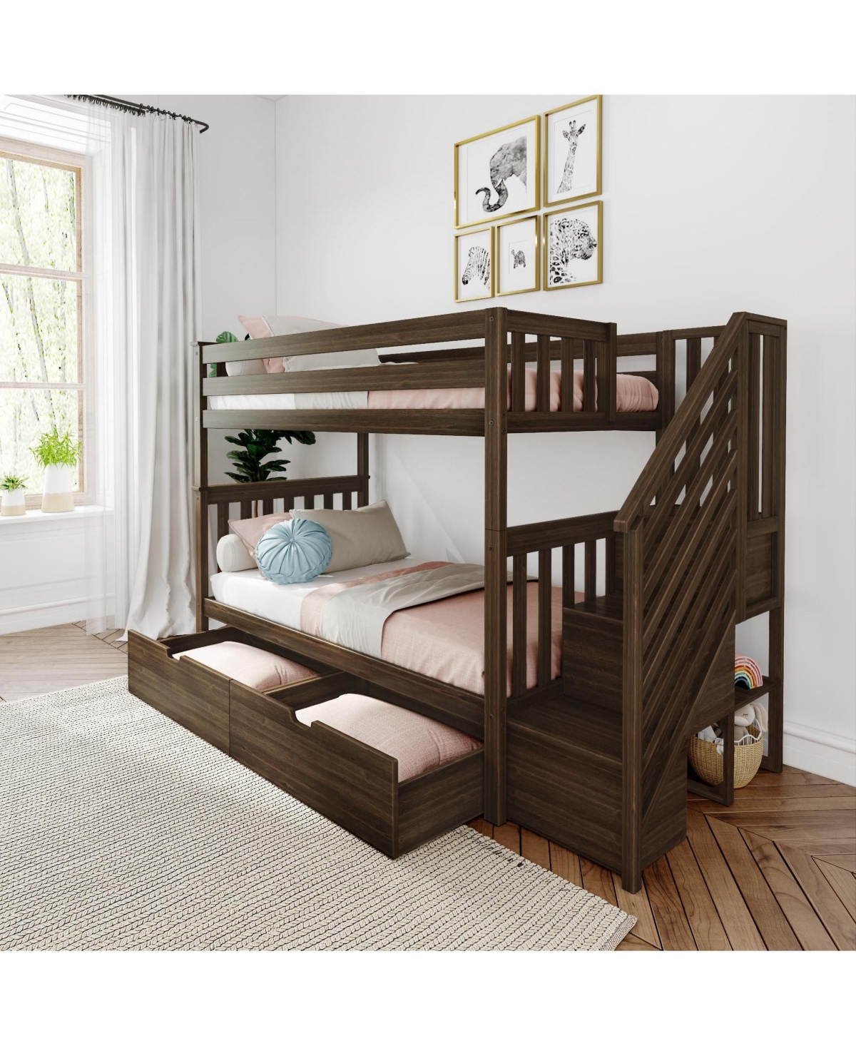 Click here for Max and Lily Twin over Twin Staircase Bunk Bed wit... prices