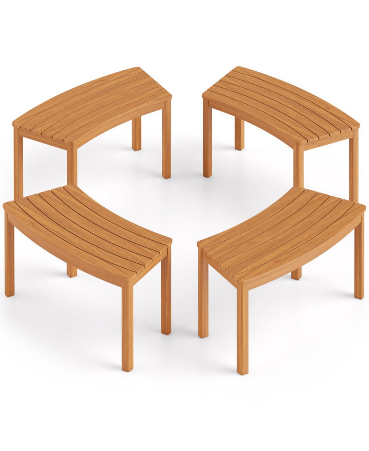 Click here for Gouun Curved Acacia Wood Backless Bench Set of 4 -... prices