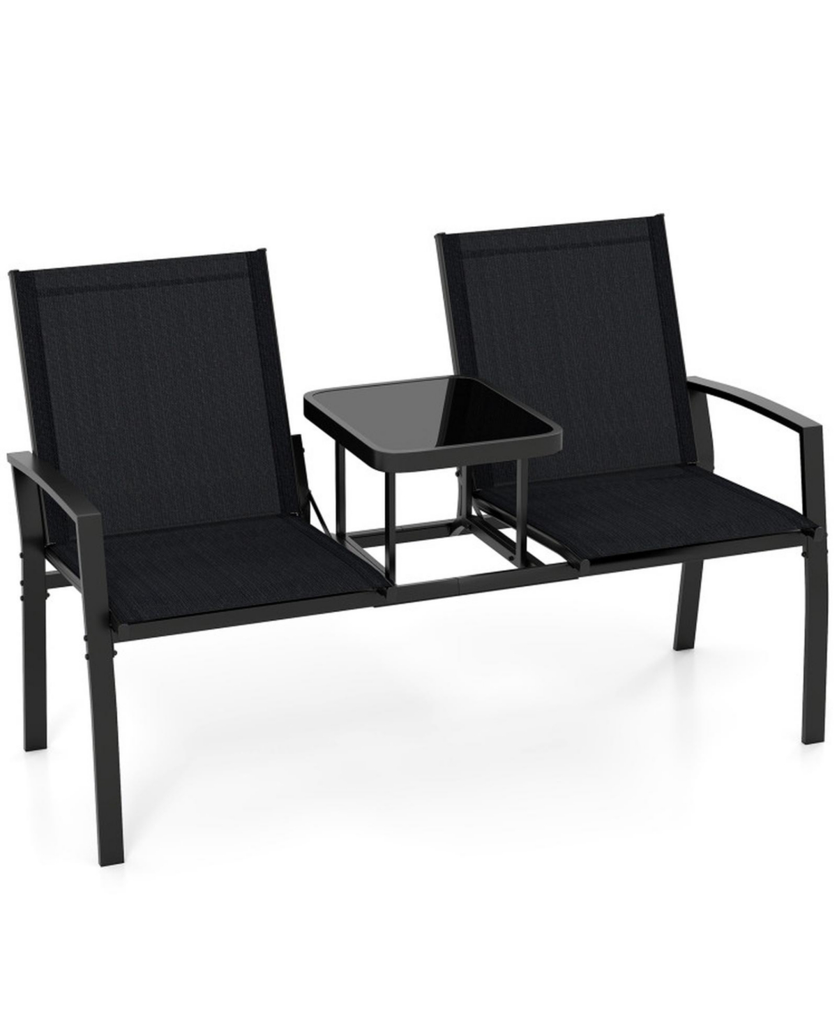 Click here for Gouun 2-Person Patio Loveseat with Tempered Glass... prices