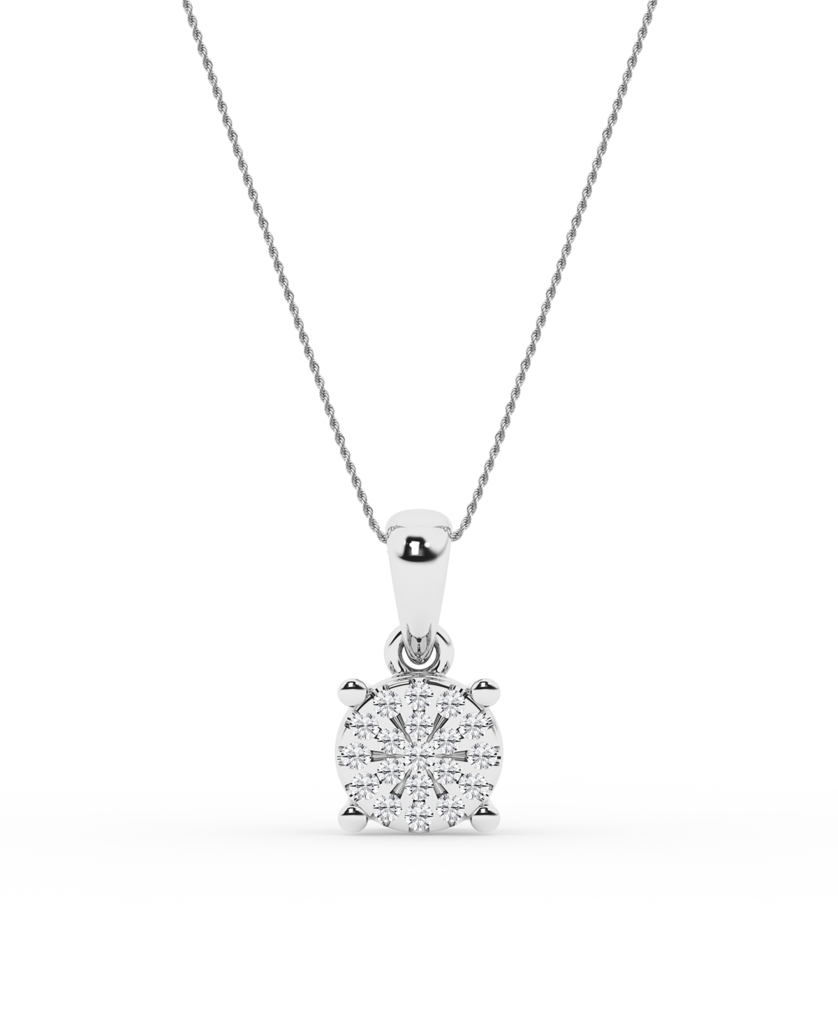 Click here for Diamond Cluster Pendant Necklace in Sterling Silve... prices
