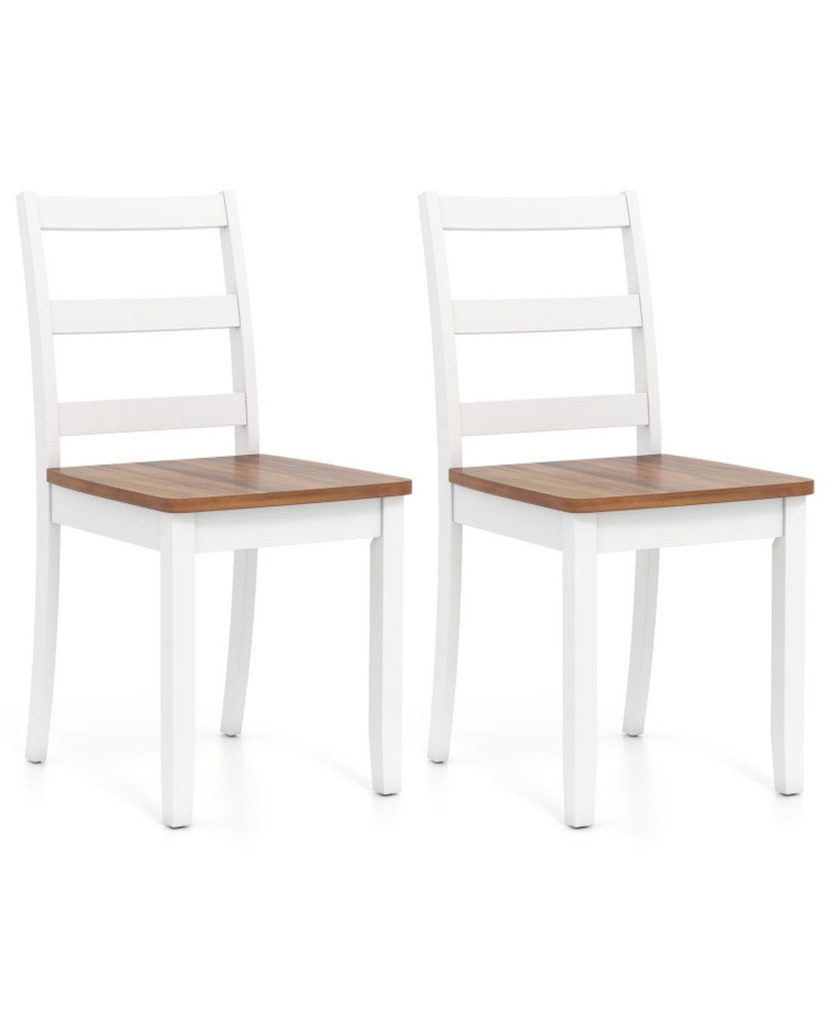 Click here for Gouun Set of 2 Ladder-Back Dining Chairs with Soli... prices