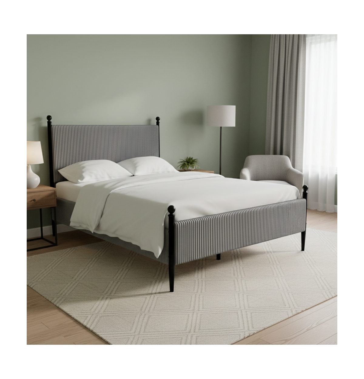 Click here for Homfan Modern Corduroy Upholstered Bed Frame with... prices