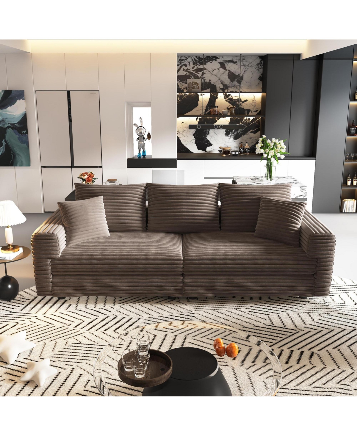 Click here for Rainsken 82.7 Modern 3-Seat Corduroy Sofa  Convert... prices