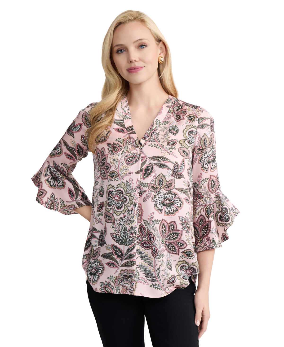 Click here for Jones New York Womens Kelly Printed Flutter-Sleeve... prices